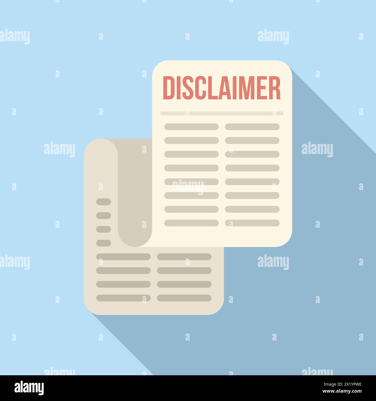Disclaimer work paper icon flat vector. Protection mark. Service sign ...