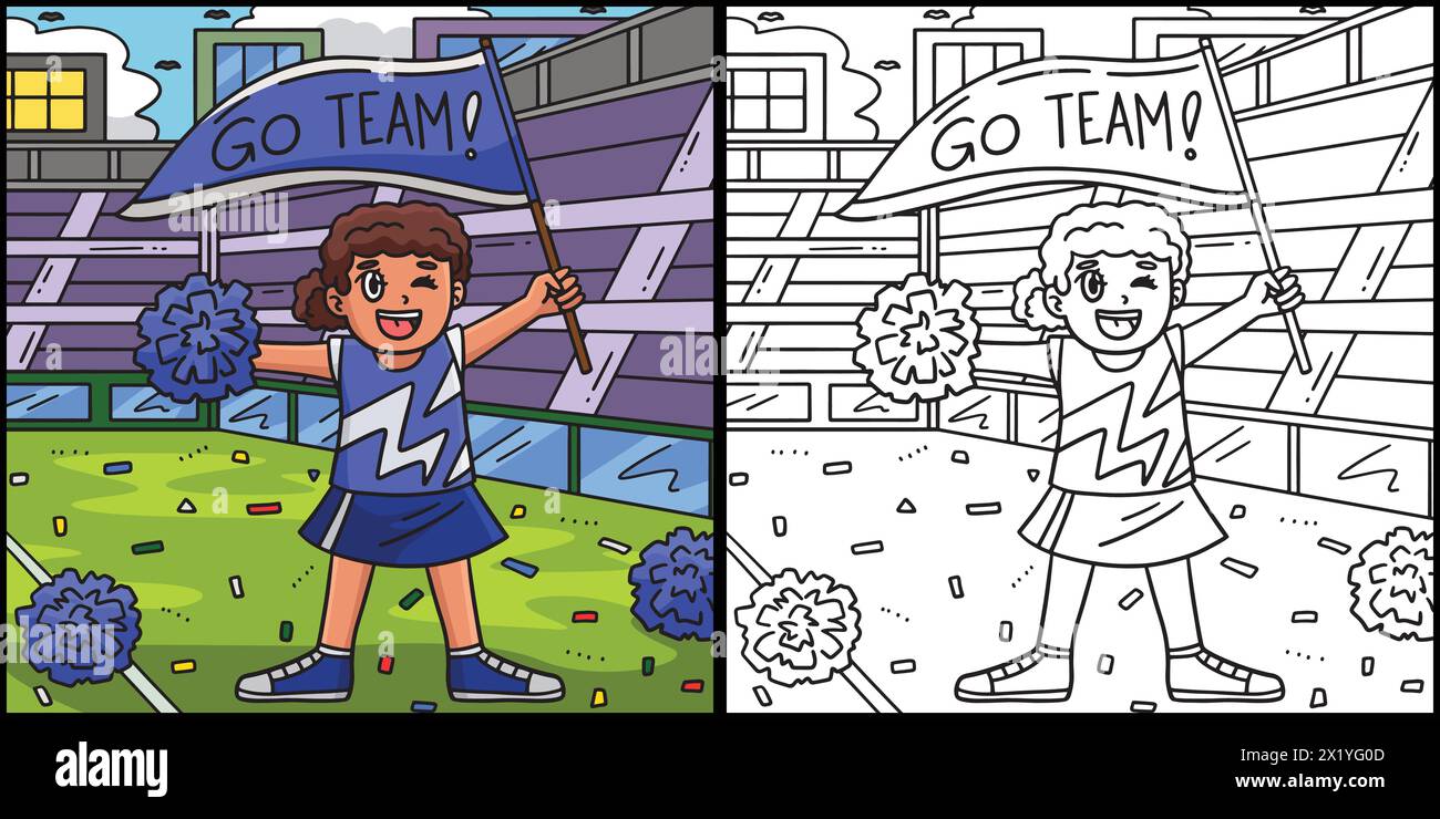 Cheerleading Girl Cheerleader Banner Illustration Stock Vector Image ...