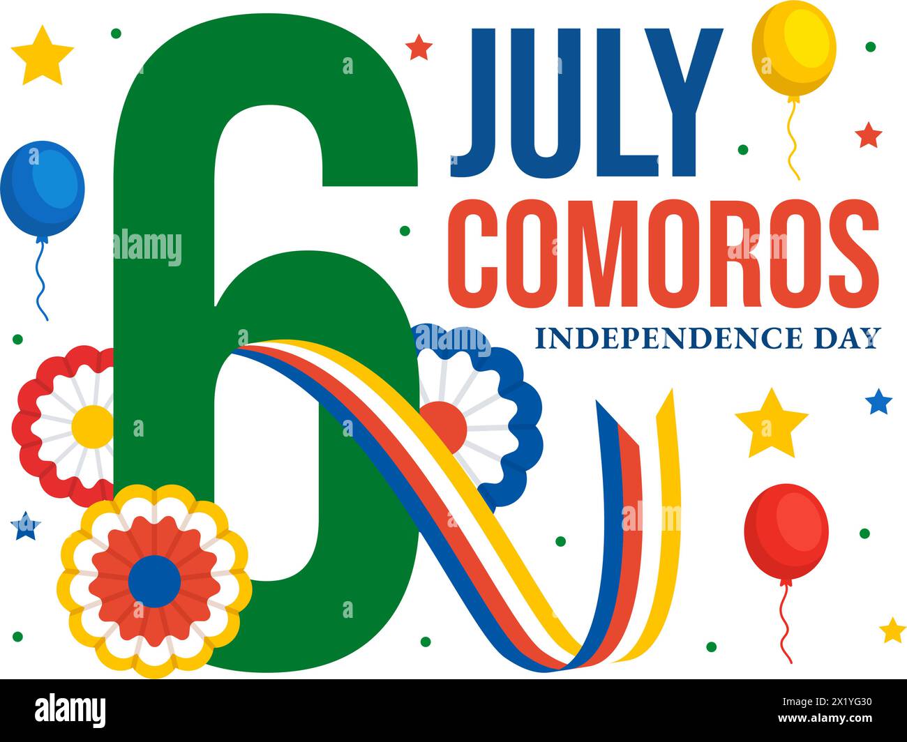 Happy Comoros Independence Day Vector Illustration on 6 July with ...