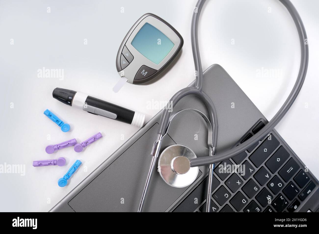 medical stethoscope, diabetic lancet set with spare needles, glucometer ...