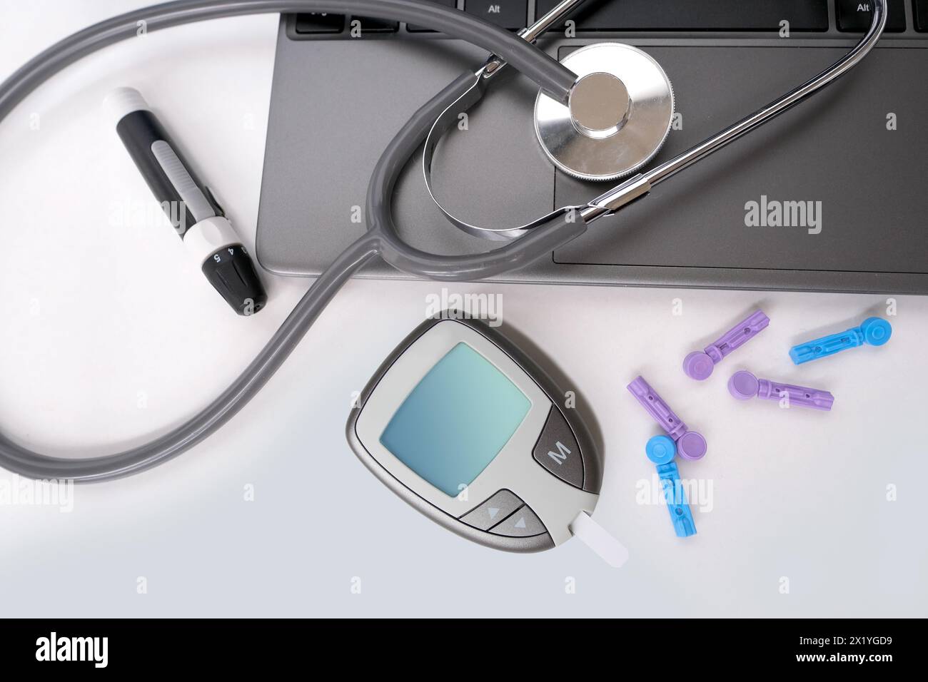 medical stethoscope, diabetic lancet set with spare needles, glucometer ...