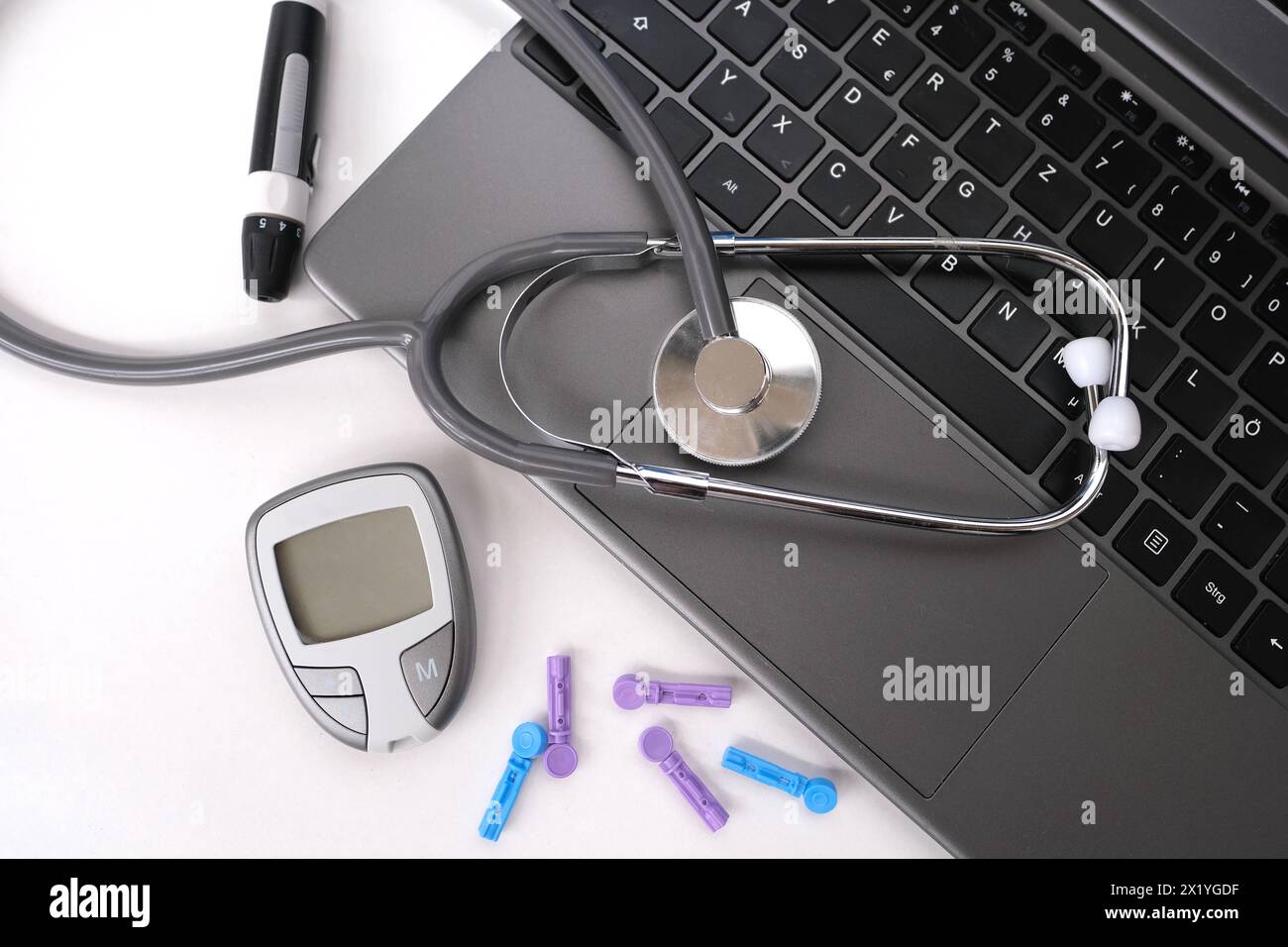 medical stethoscope, diabetic lancet set with spare needles, glucometer ...