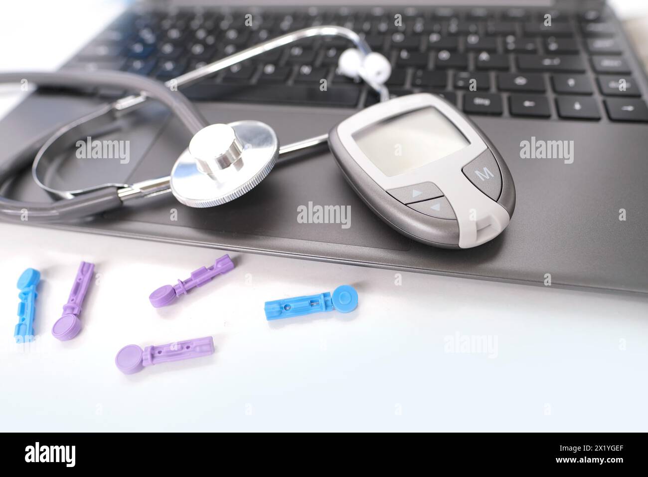 medical stethoscope, diabetic lancet set with spare needles, glucometer ...