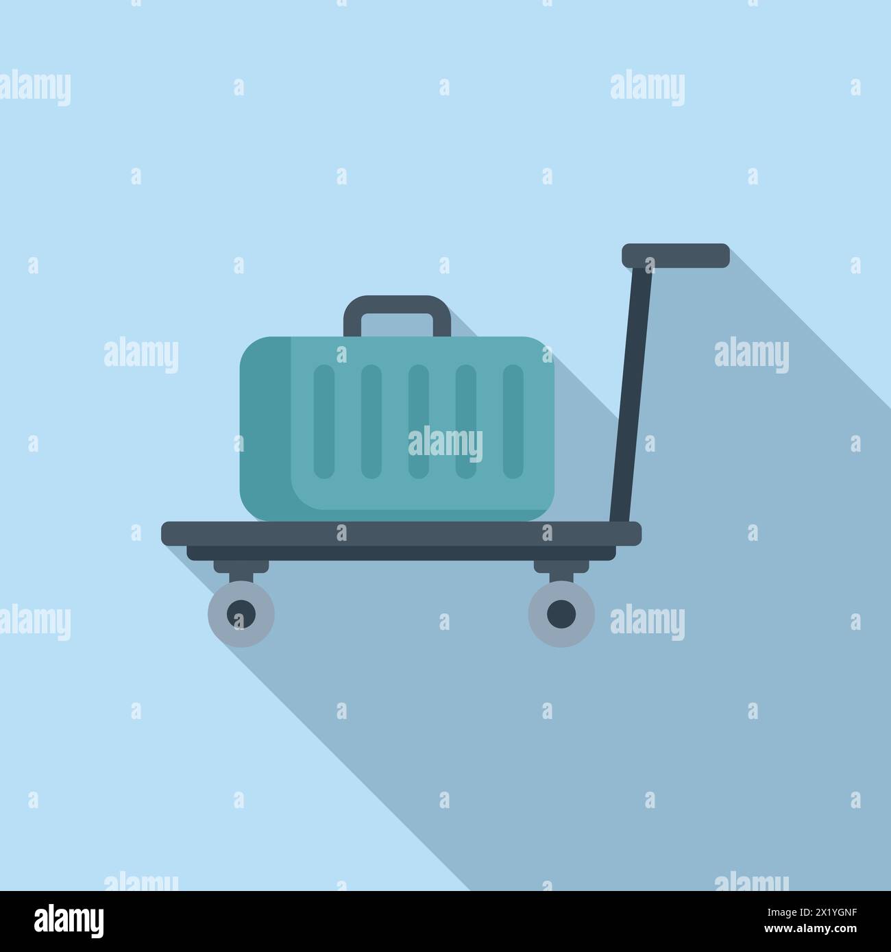 Bag on trolley platform icon flat vector. Move help. Service security ...