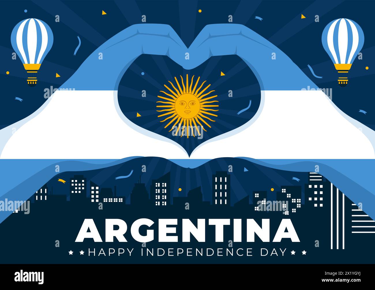 Happy Argentina Independence Day Vector Illustration on 9Th of july ...