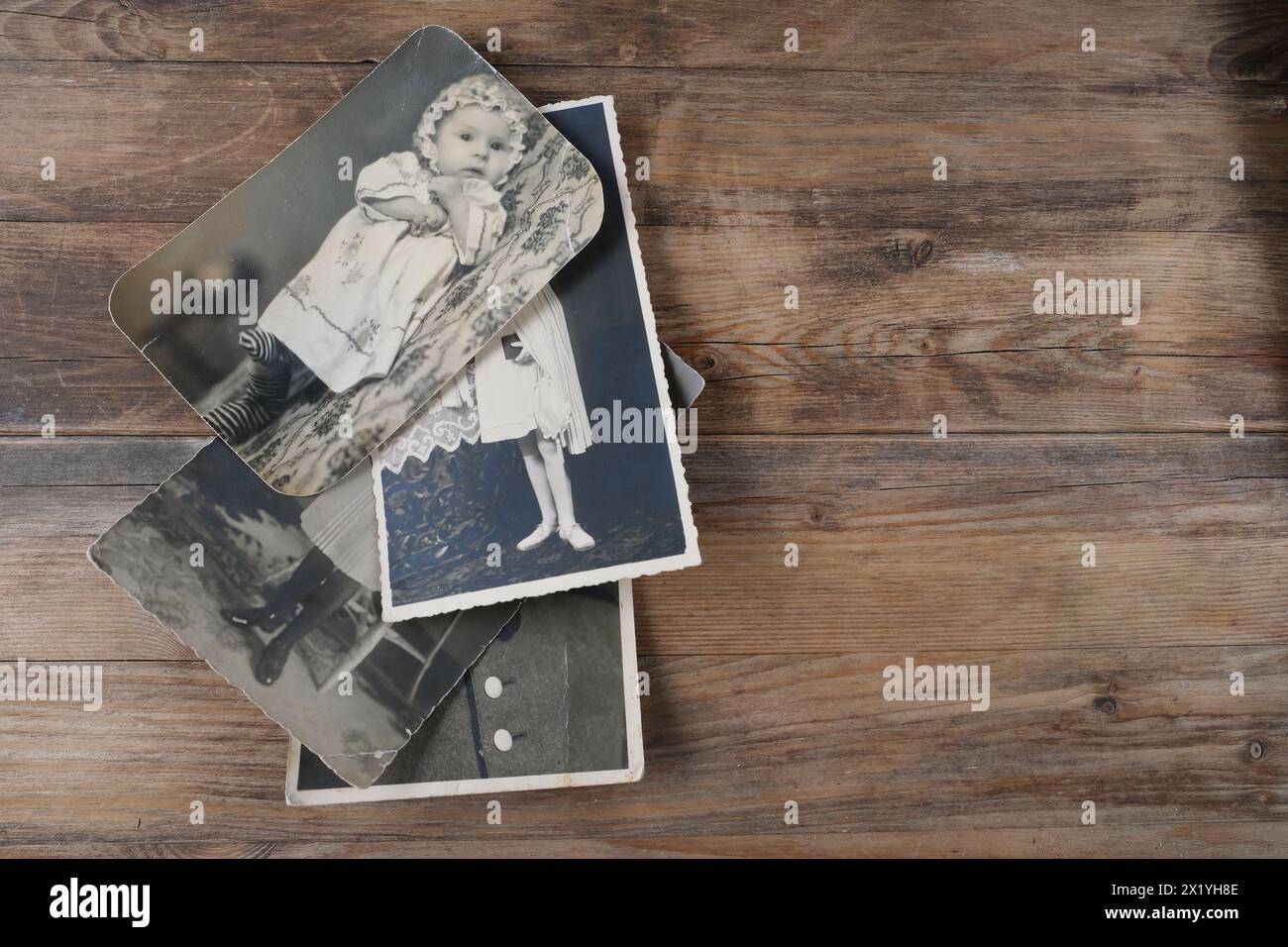 stack of old vintage monochrome photographs 1960 on photographic paper ...