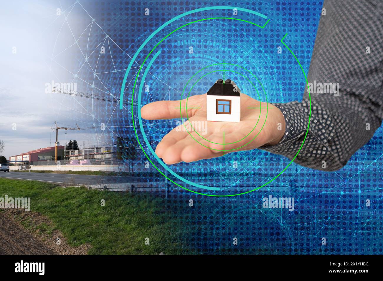architect, realtor, rows of identical new houses with brown tiled roofs ...