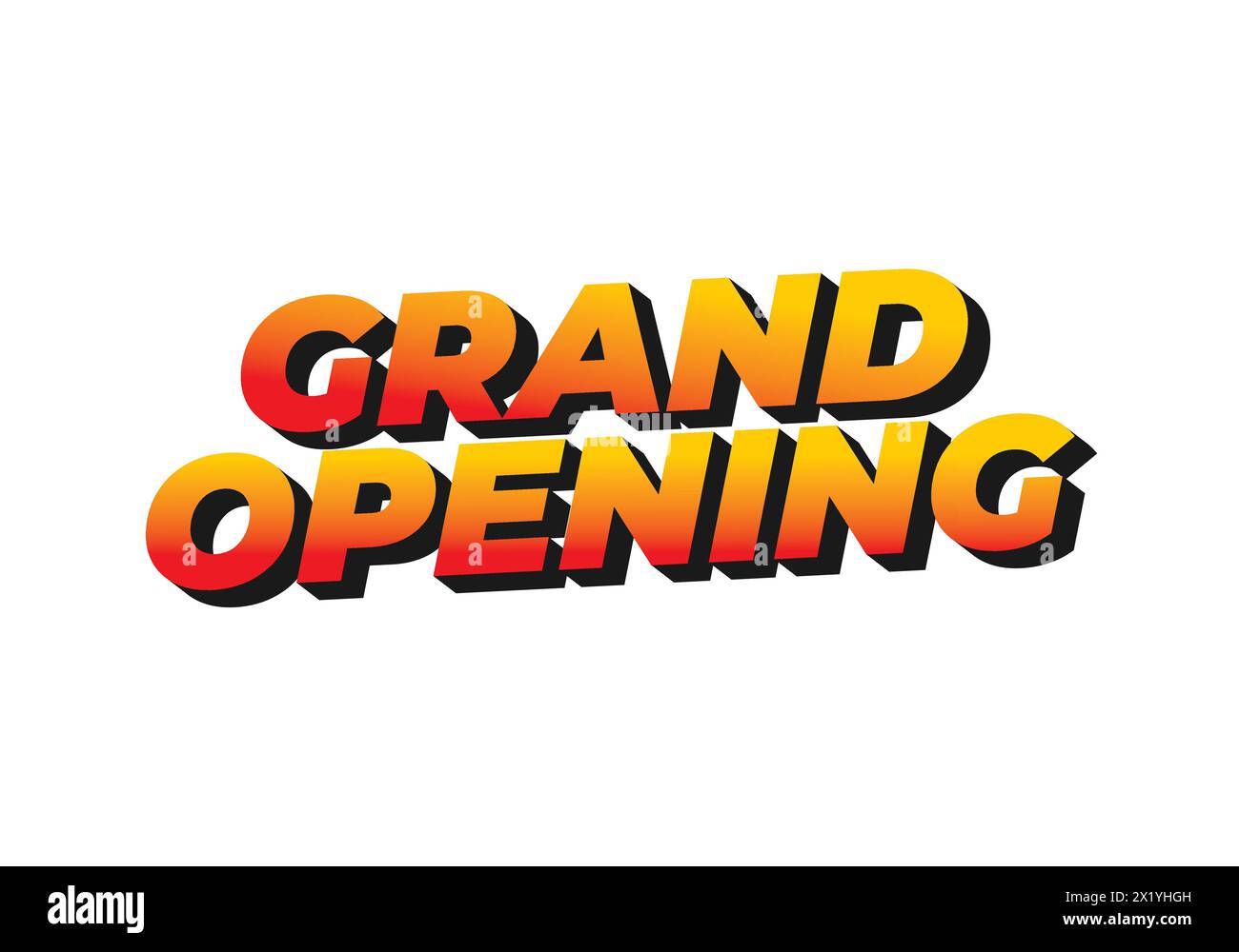 Grand opening. Text effect design in yellow red color with 3 dimension ...