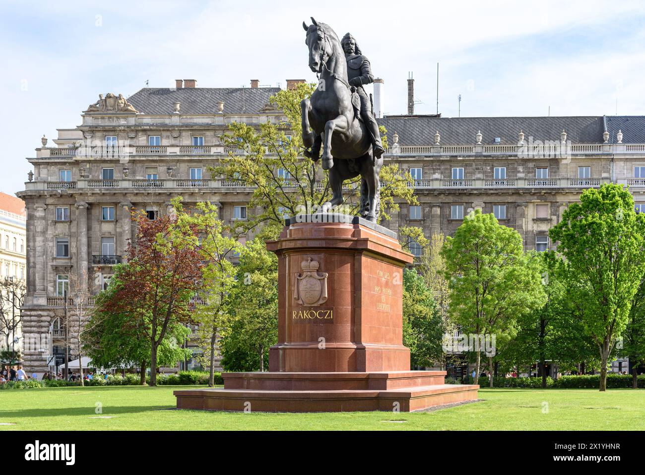 The equestrian statue of Ferenc Rakoczi II at Kossuth ter in Budapest ...