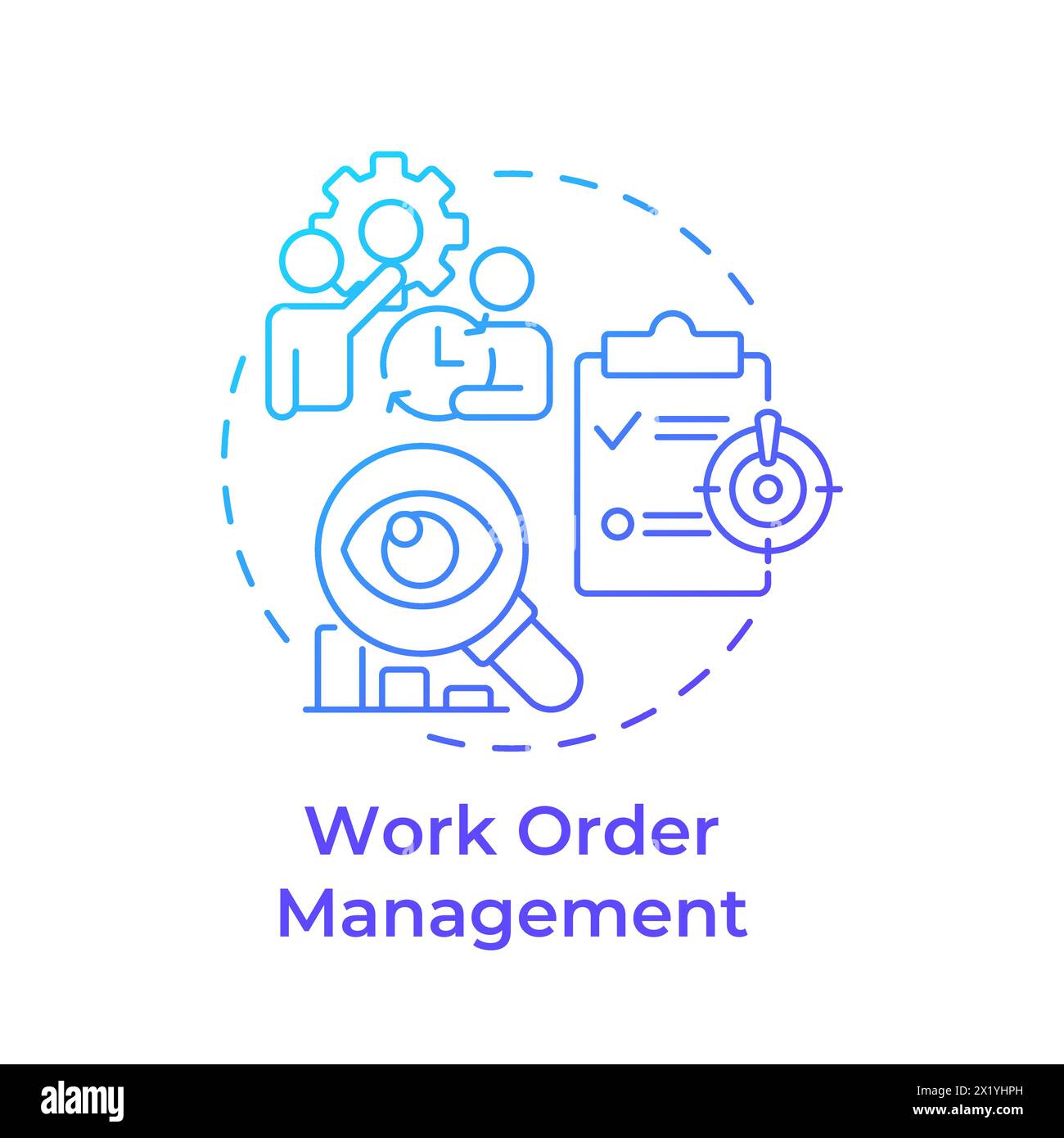 Work order management blue gradient concept icon. Production scheduling ...