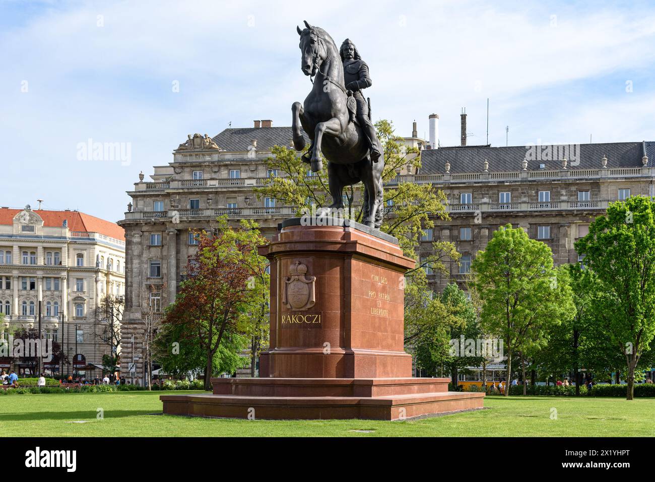 The equestrian statue of Ferenc Rakoczi II at Kossuth ter in Budapest ...