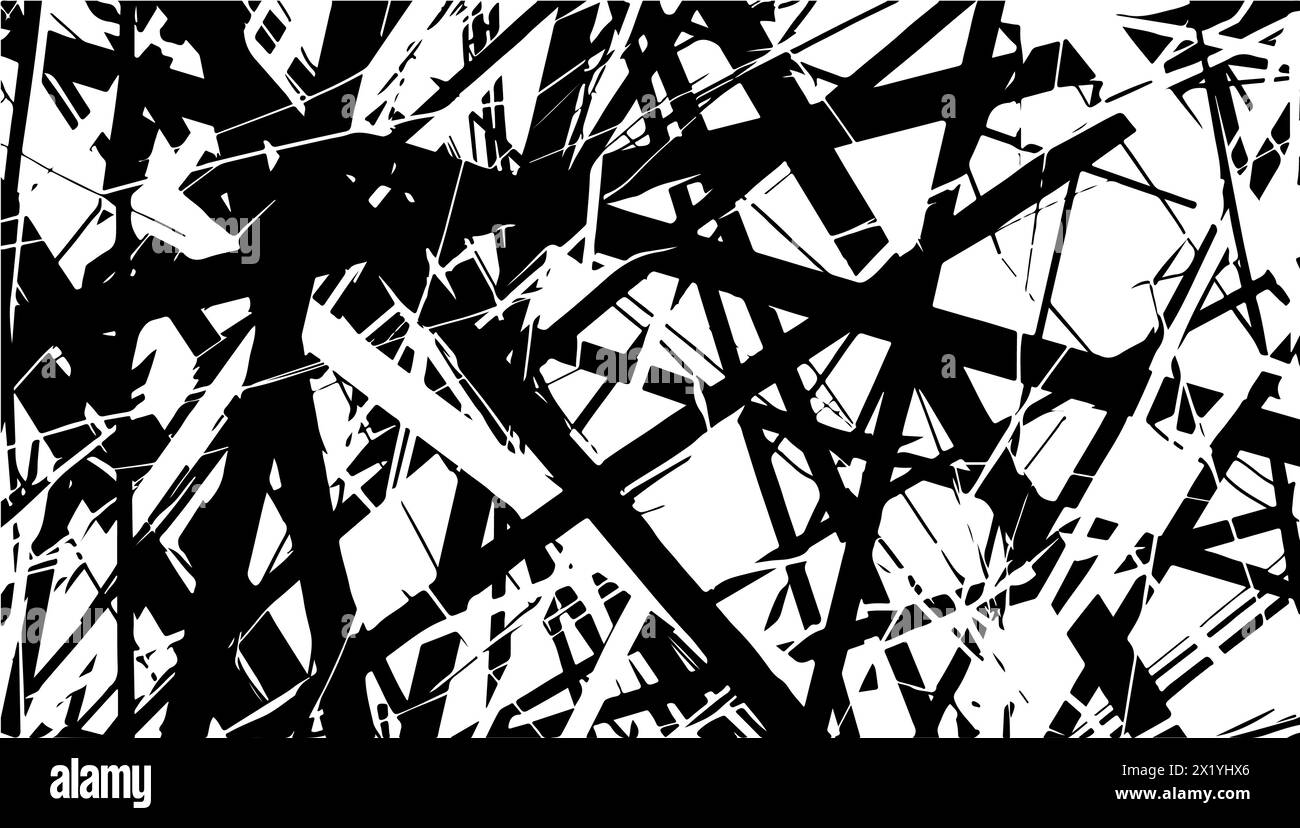 Random chaotic lines abstract geometric background. Irregular artwork and striped tangle ...
