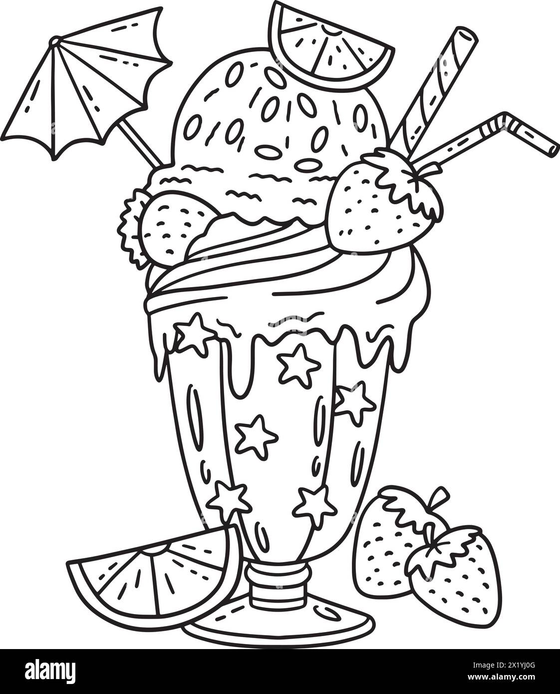 Ice Cream Shake Isolated Coloring Page for Kids Stock Vector Image ...