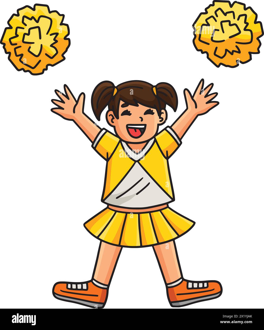 Cheerleader Girl with a Pompoms Cartoon Clipart Stock Vector Image ...