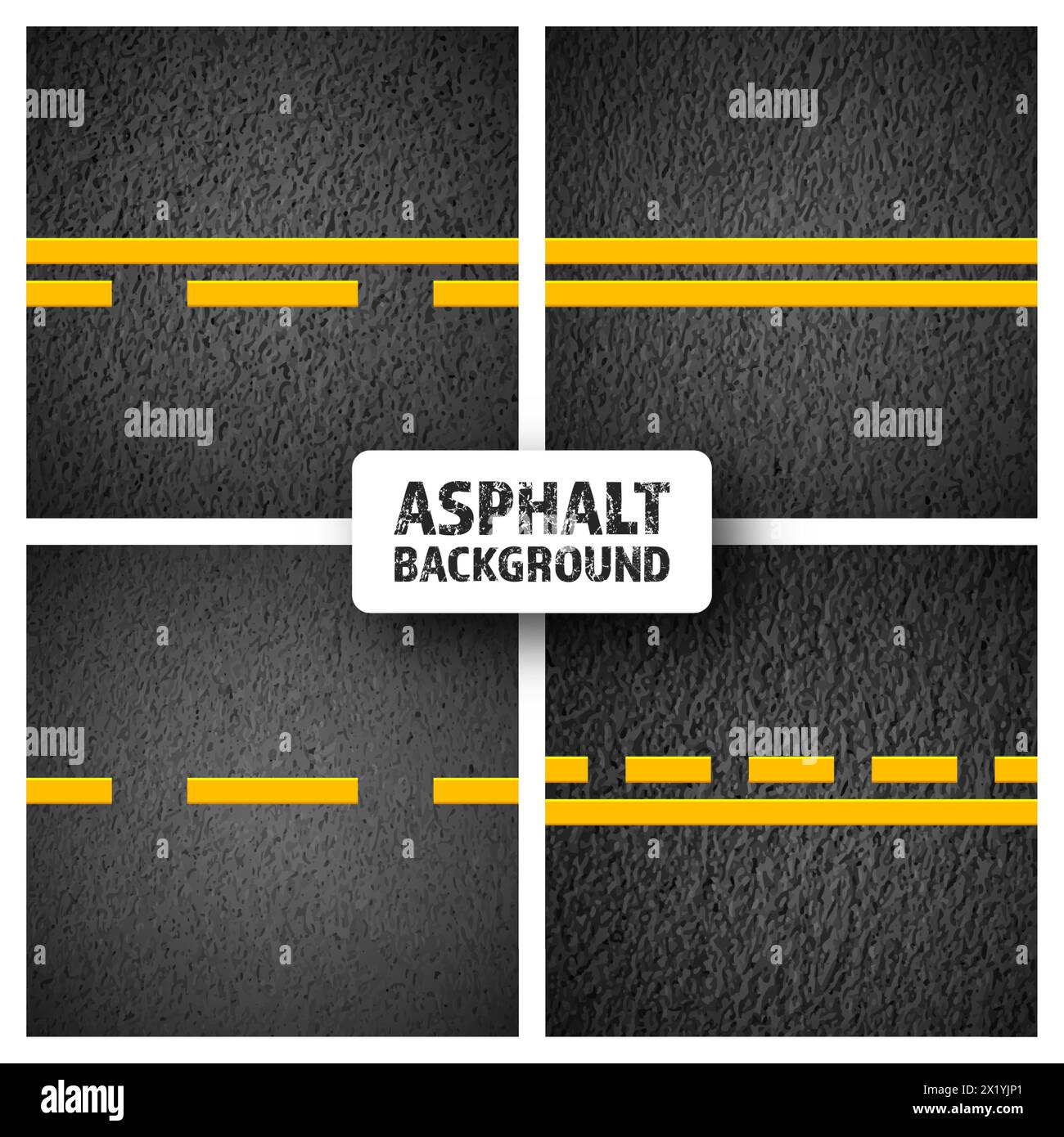 Asphalt road with yellow lane marking, concrete highway surface ...