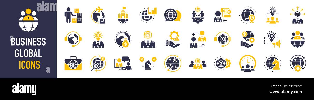 Business global icon set. Business team, meeting, partnership, startup ... Business global icon set. Business team, meeting, partnership, startup ...