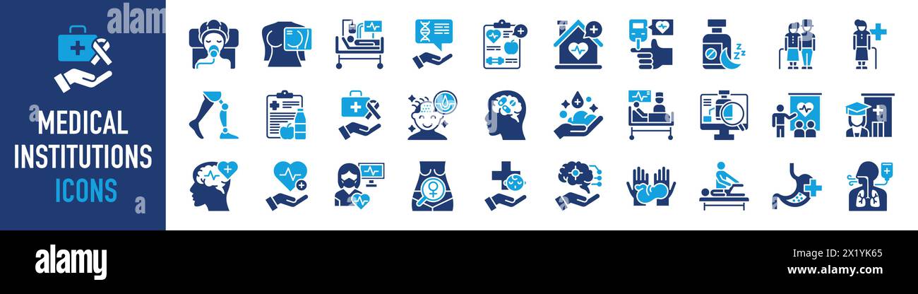 Medical institutions icon set. Health care service symbol collection ...