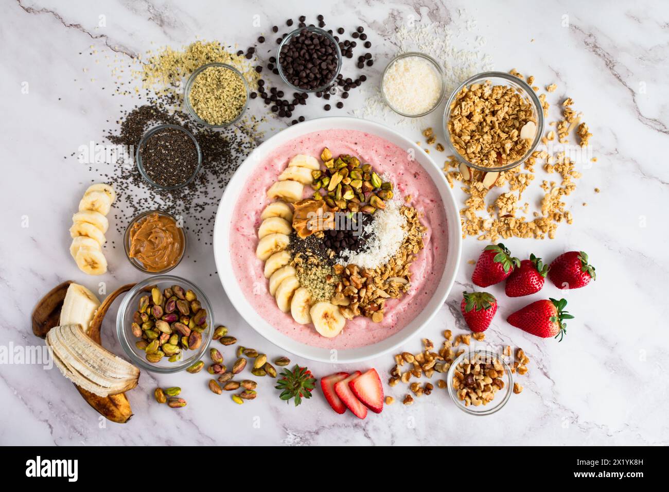 Strawberry Smoothie Bowl Loaded with Healthy Toppings: Fruit smoothy ...