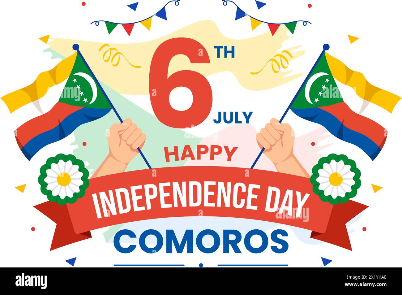 Happy Comoros Independence Day Vector Illustration on 6 July with ...