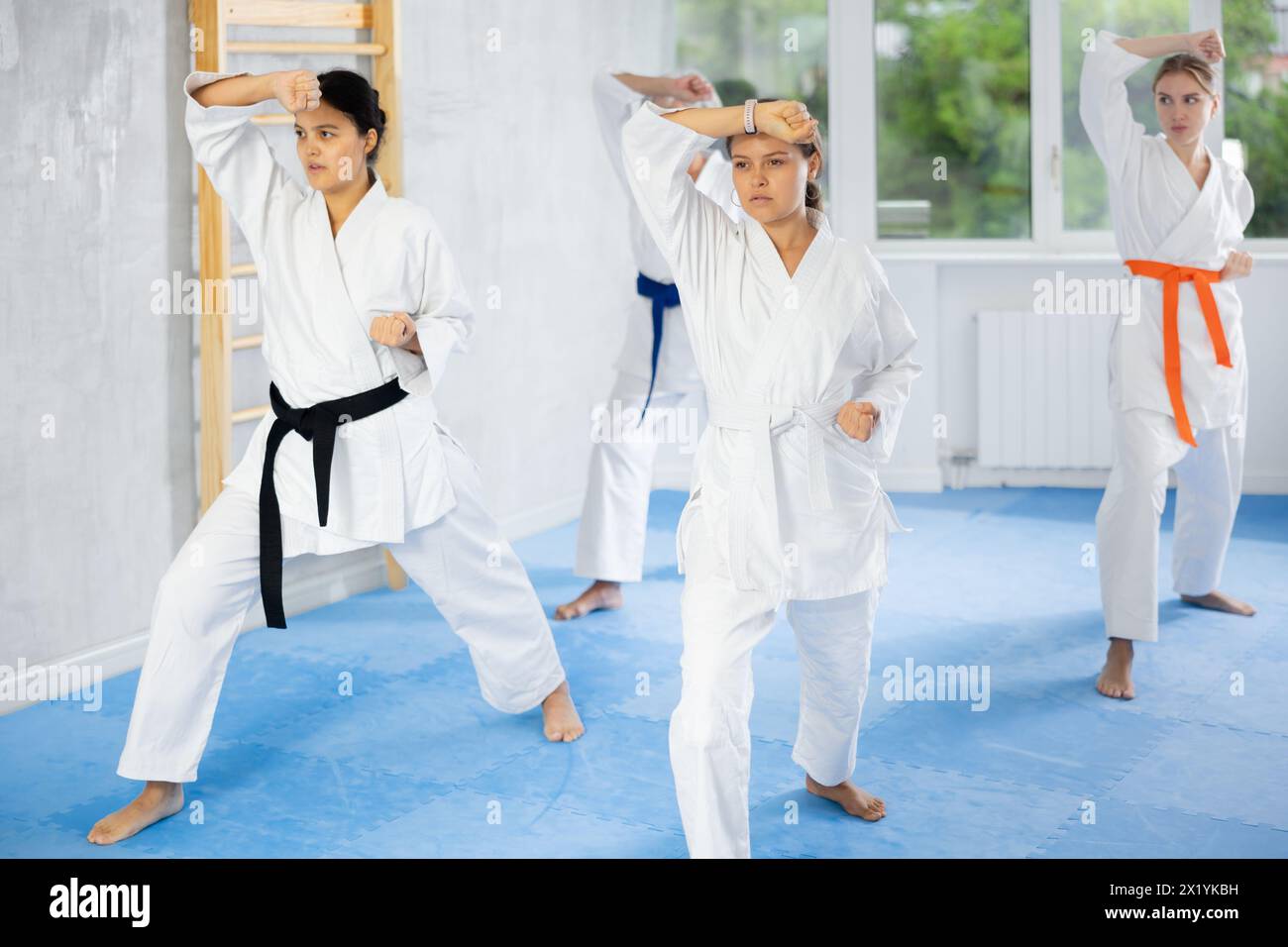 Athletes have starting position and repeating sequence of punches and ...