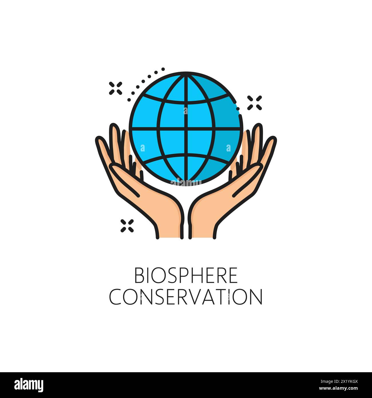 Biosphere ecology, green power and environment outline icon ...