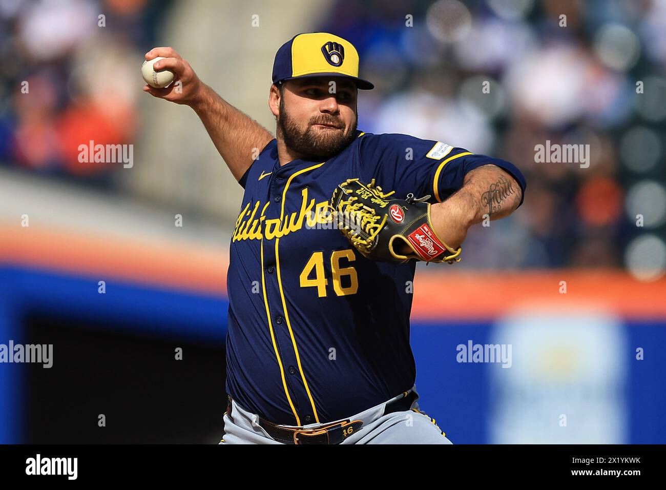 Milwaukee Brewers relief pitcher Bryse Wilson #46 throws during the ...