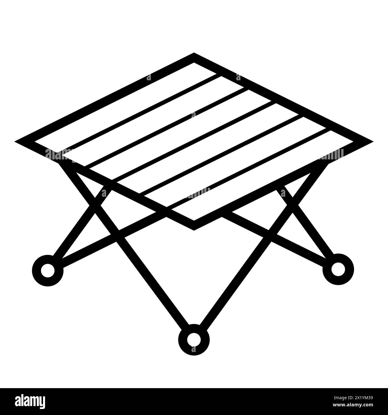 Tourist folding table icon. Travel camping equipment for survival in ...