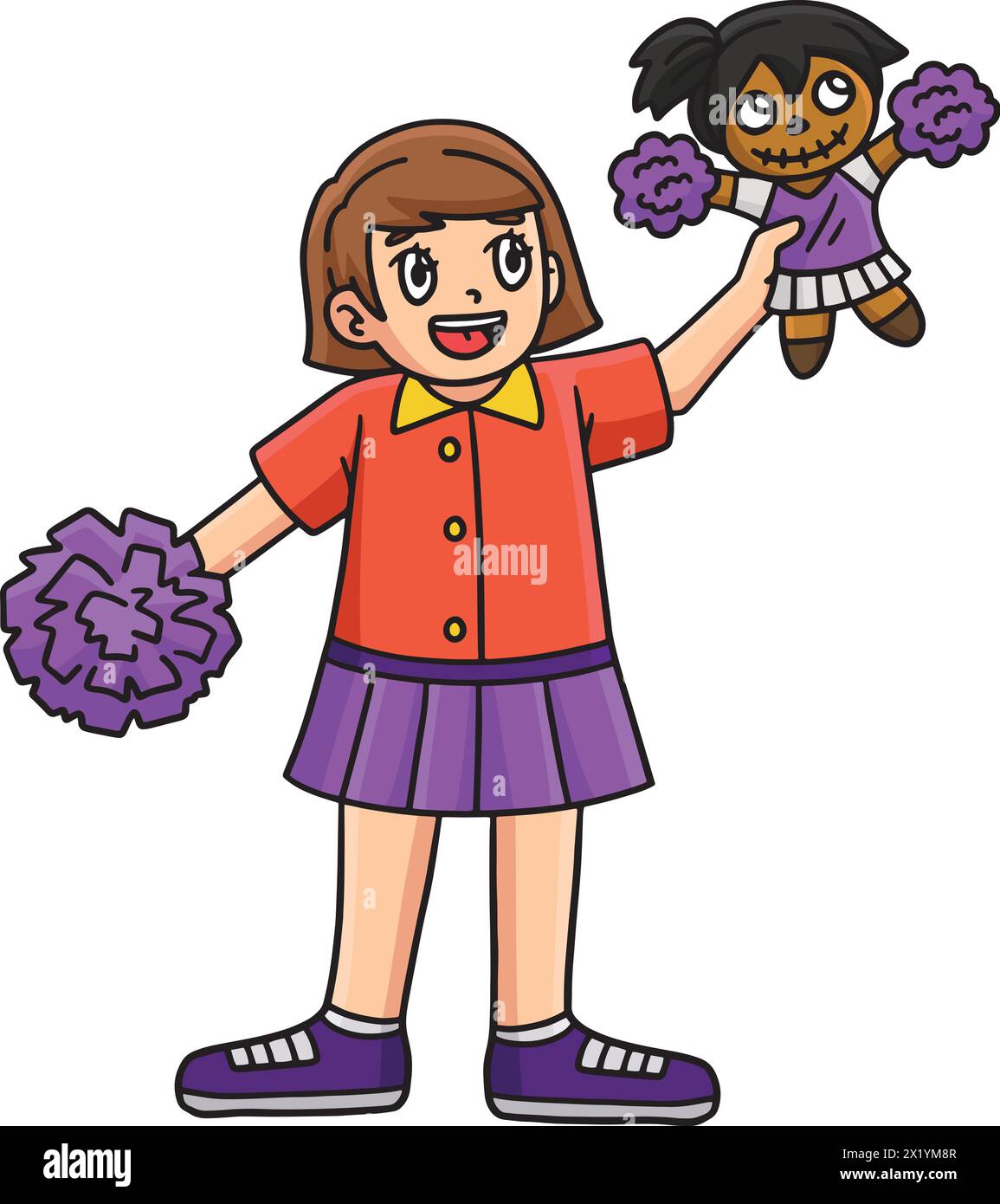 Cheerleader Girl Doll And Pompoms Cartoon Clipart Stock Vector Image