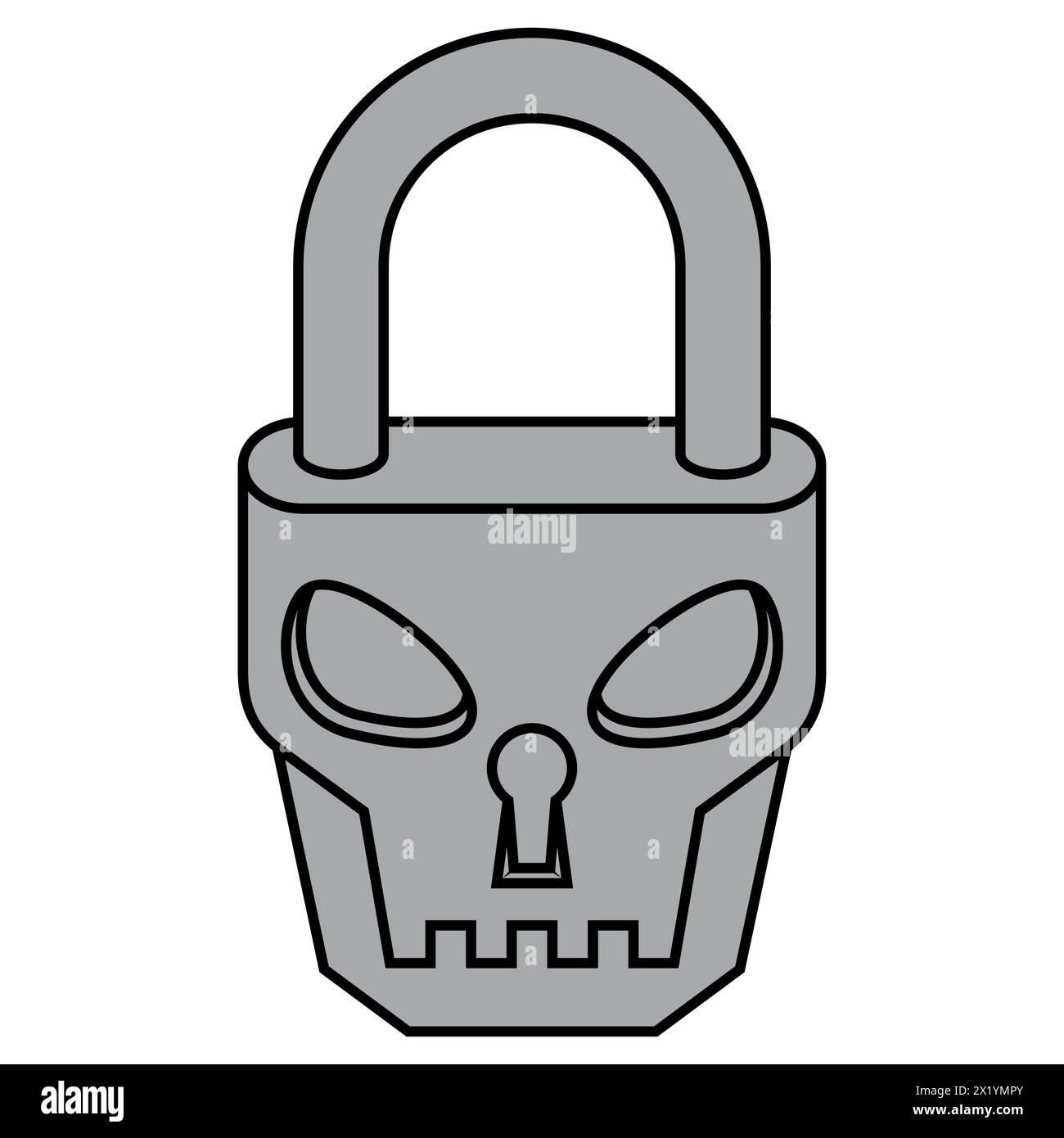 Vector design of Padlock in the shape of a skull, Padlock with a ...