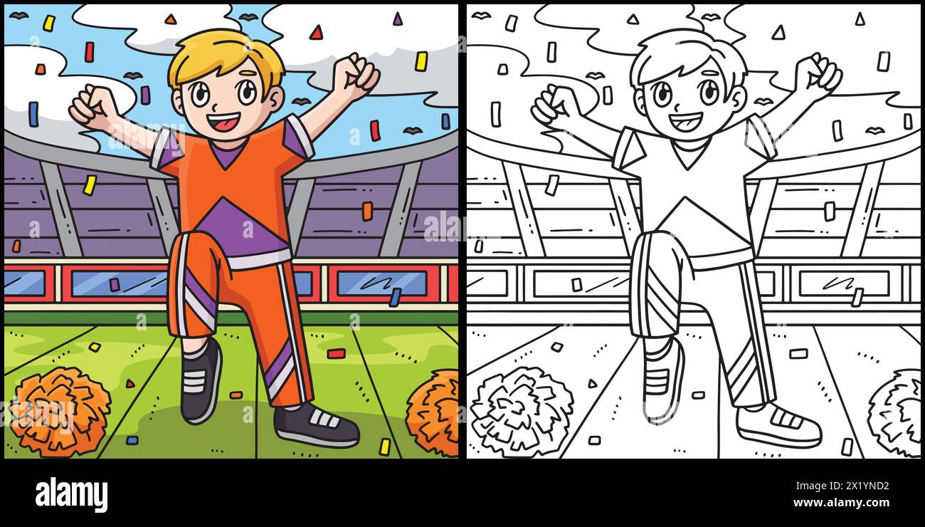 Cheerleader Boy Lifting Leg Hands Illustration Stock Vector Image & Art ...