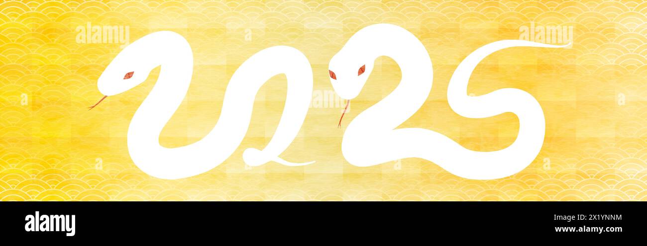 Japanese gold background with snakes in the shape of the number 2025 ...