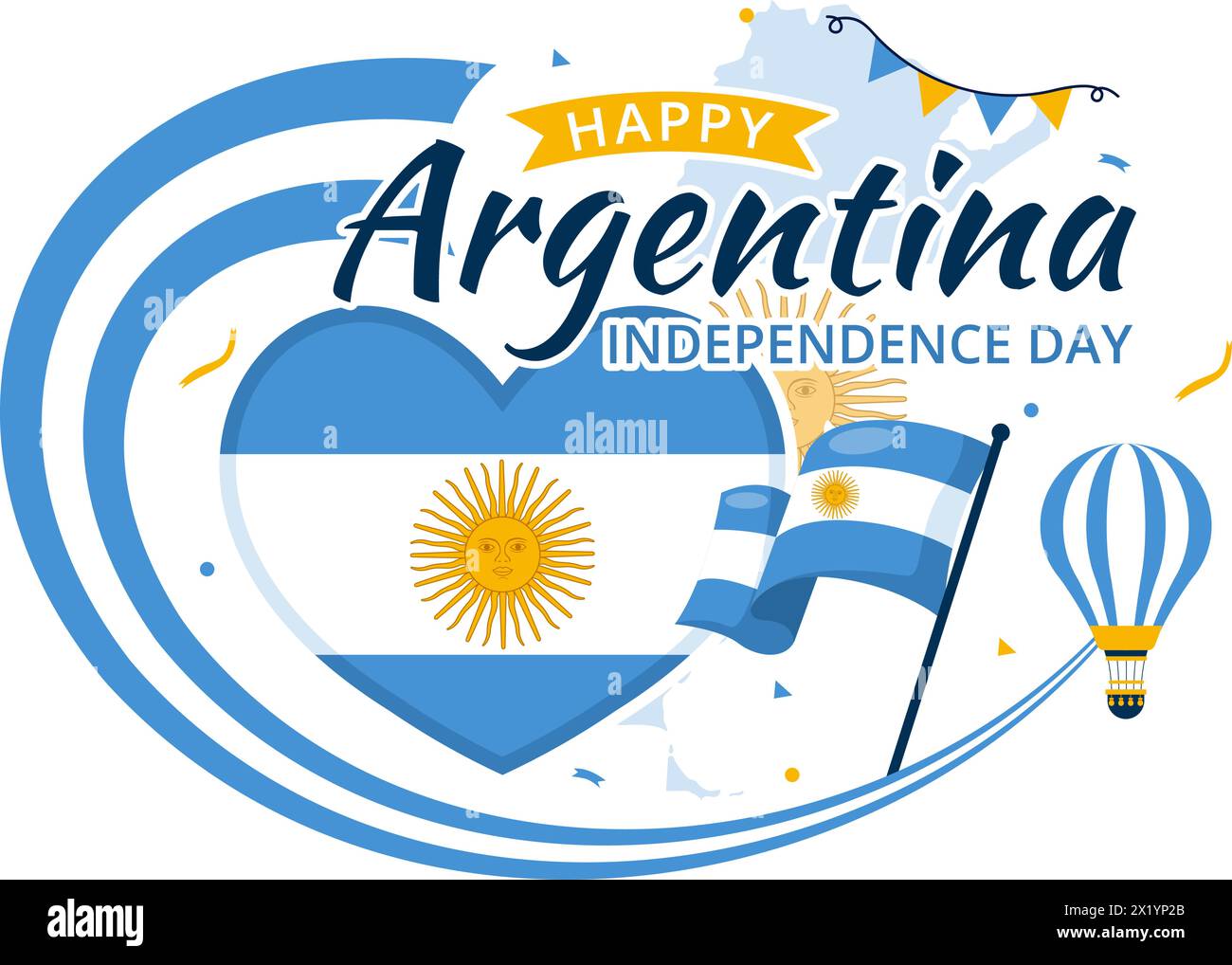 Happy Argentina Independence Day Vector Illustration on 9Th of july ...