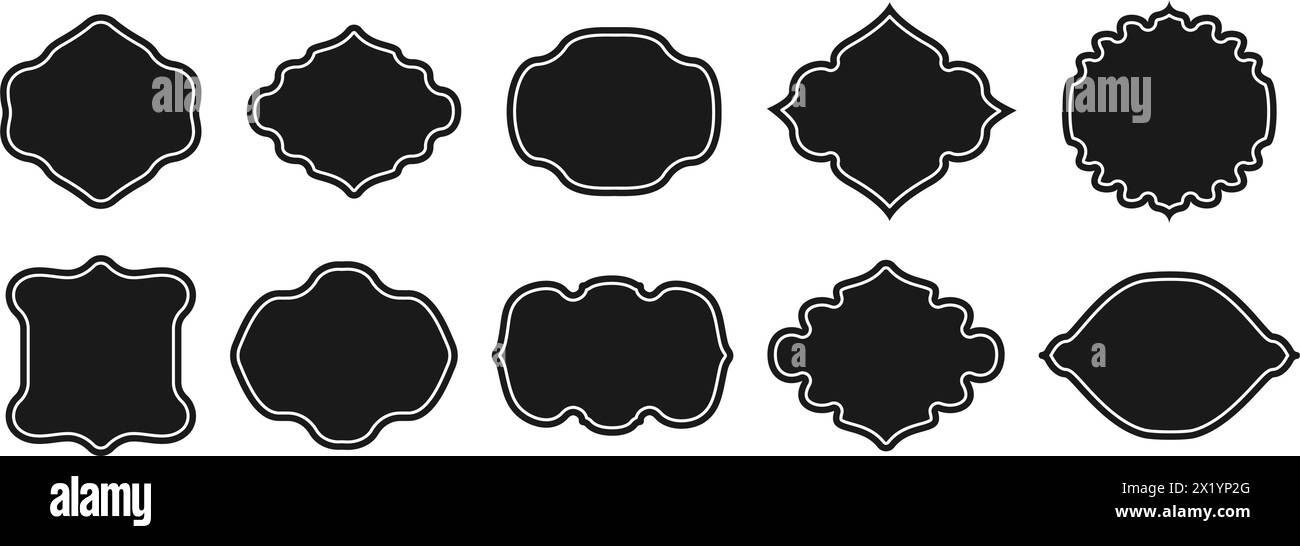 Elegant text box shapes. A set of arabian frame border shapes. Blank ...