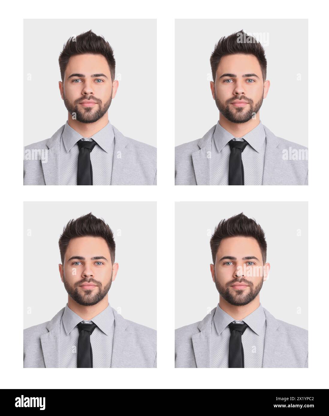 Passport photo, collage. Man on white background, set of photos Stock ...
