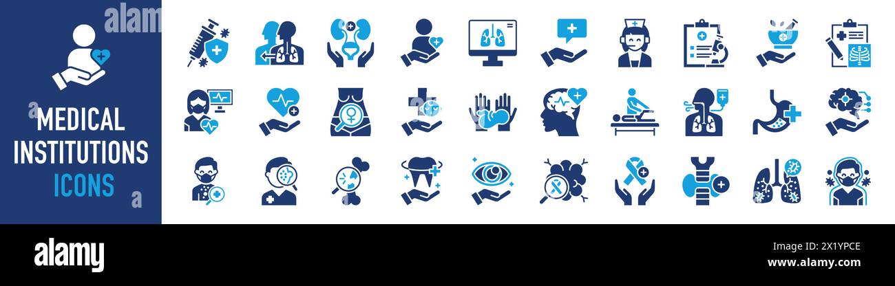 Medical institutions icon set. Health care service symbol collection ...