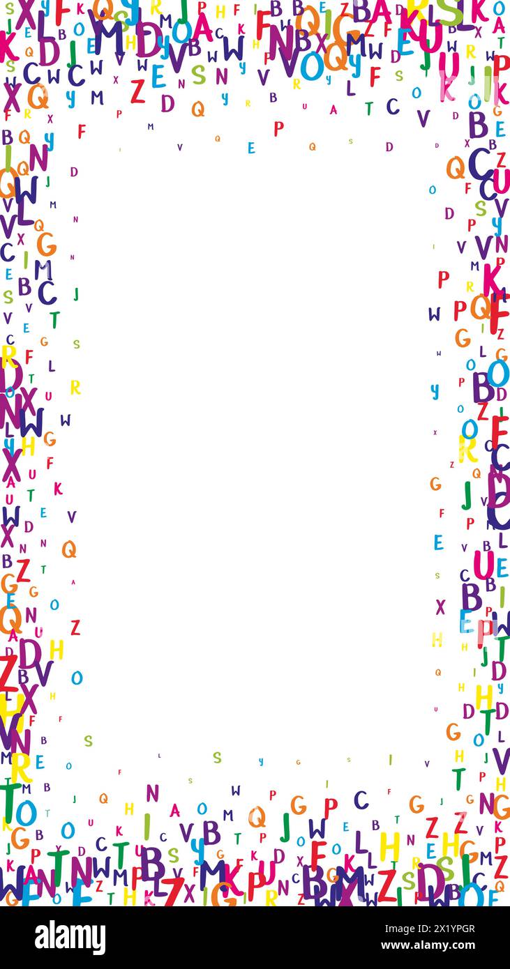 Concept of school background. Colorful childish falling letters of ...