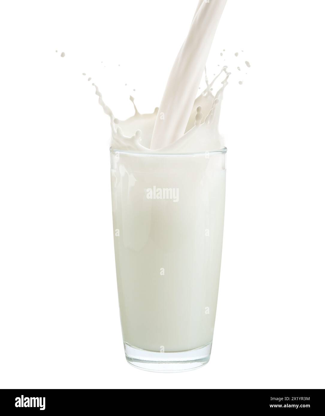 Milk drop splashing full glass Cut Out Stock Images & Pictures - Alamy