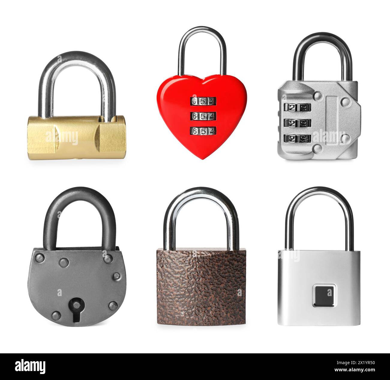 Different padlocks isolated on white, set of photos Stock Photo - Alamy