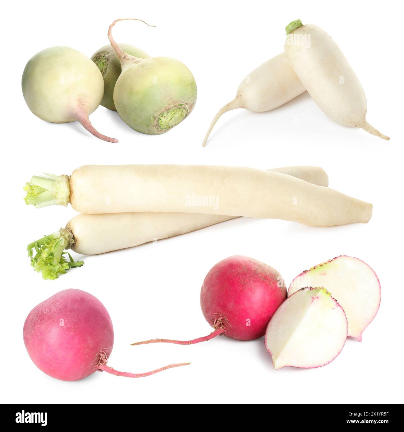Different ripe turnips isolated on white, set Stock Photo - Alamy