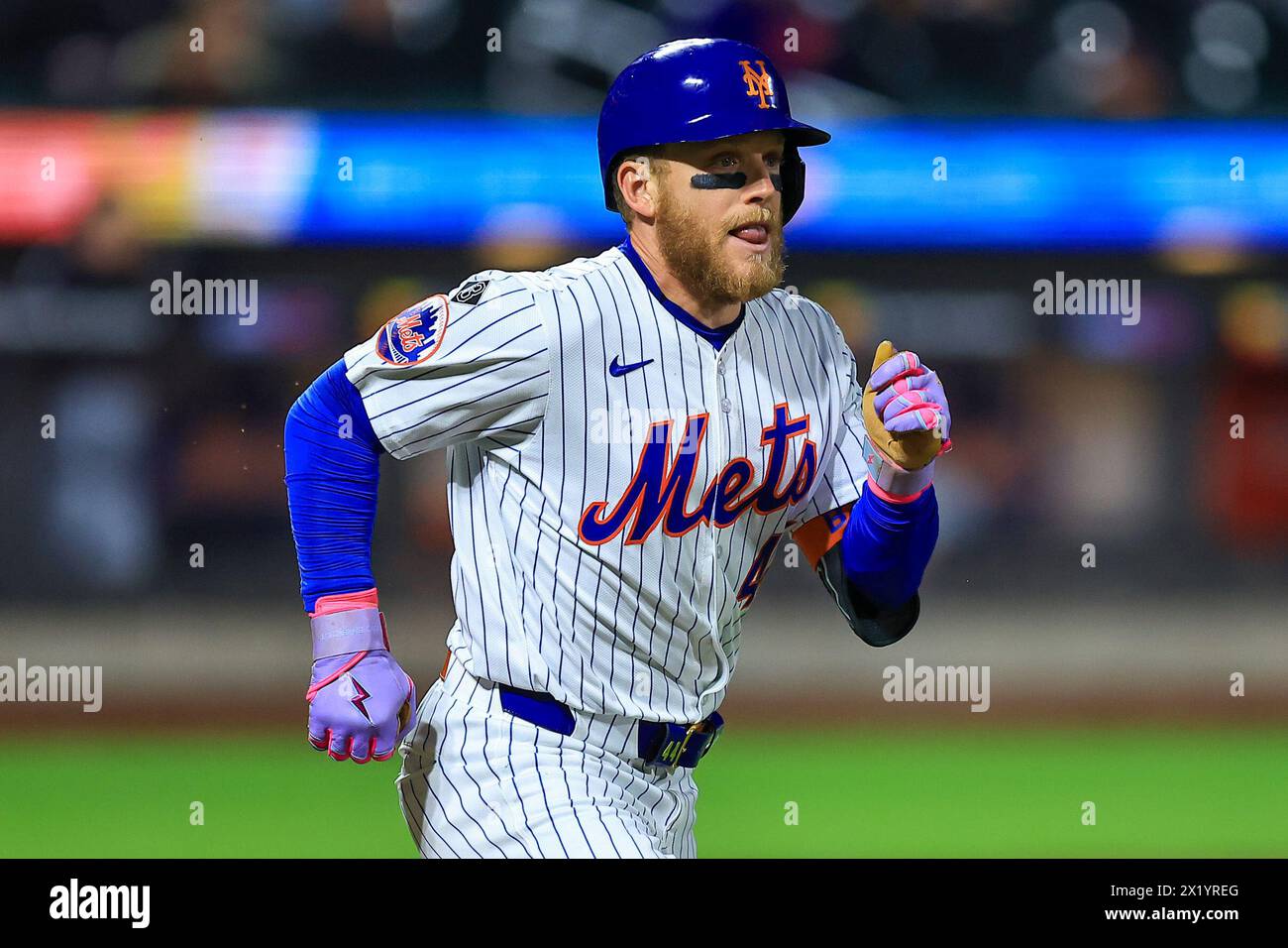 New York Mets Harrison Bader #44 reaches on an infield single during ...