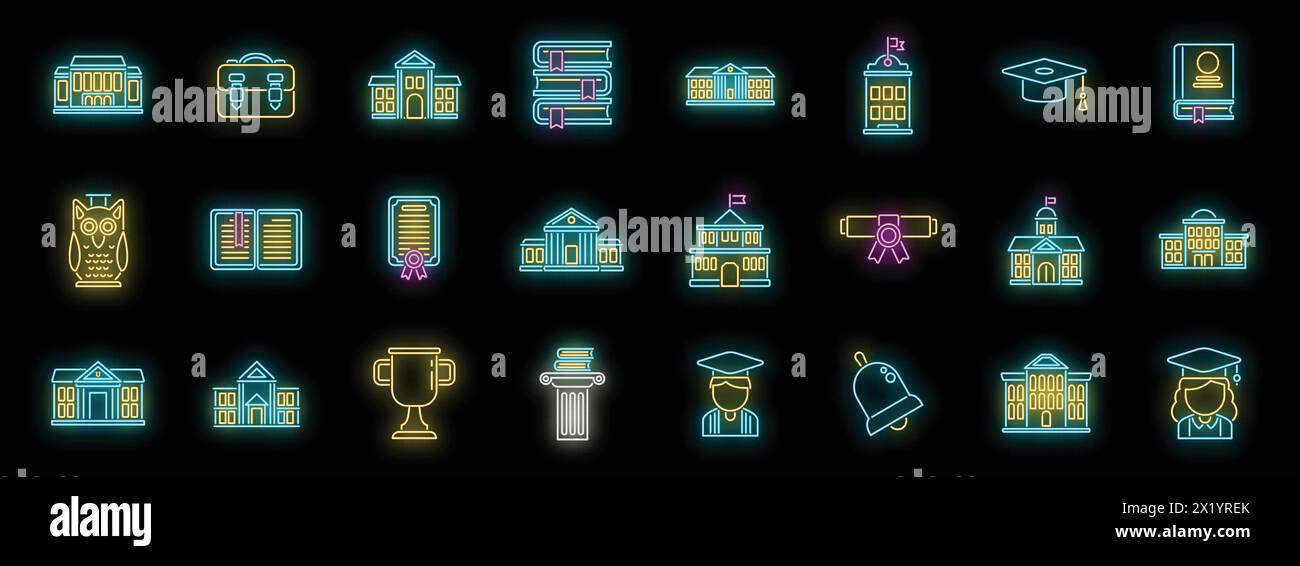 Campus icons set outline vector. University college. Academy education ...