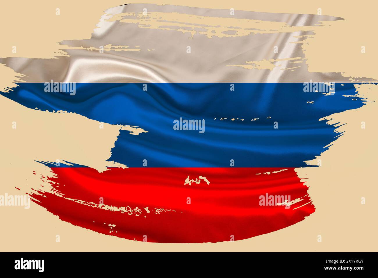 creative national grunge flag, brushstroke flag of Russia on beige ...