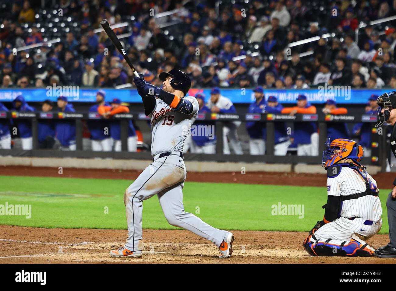 Detroit Tigers Carson Kelly #15 homers during the tenth inning of the ...