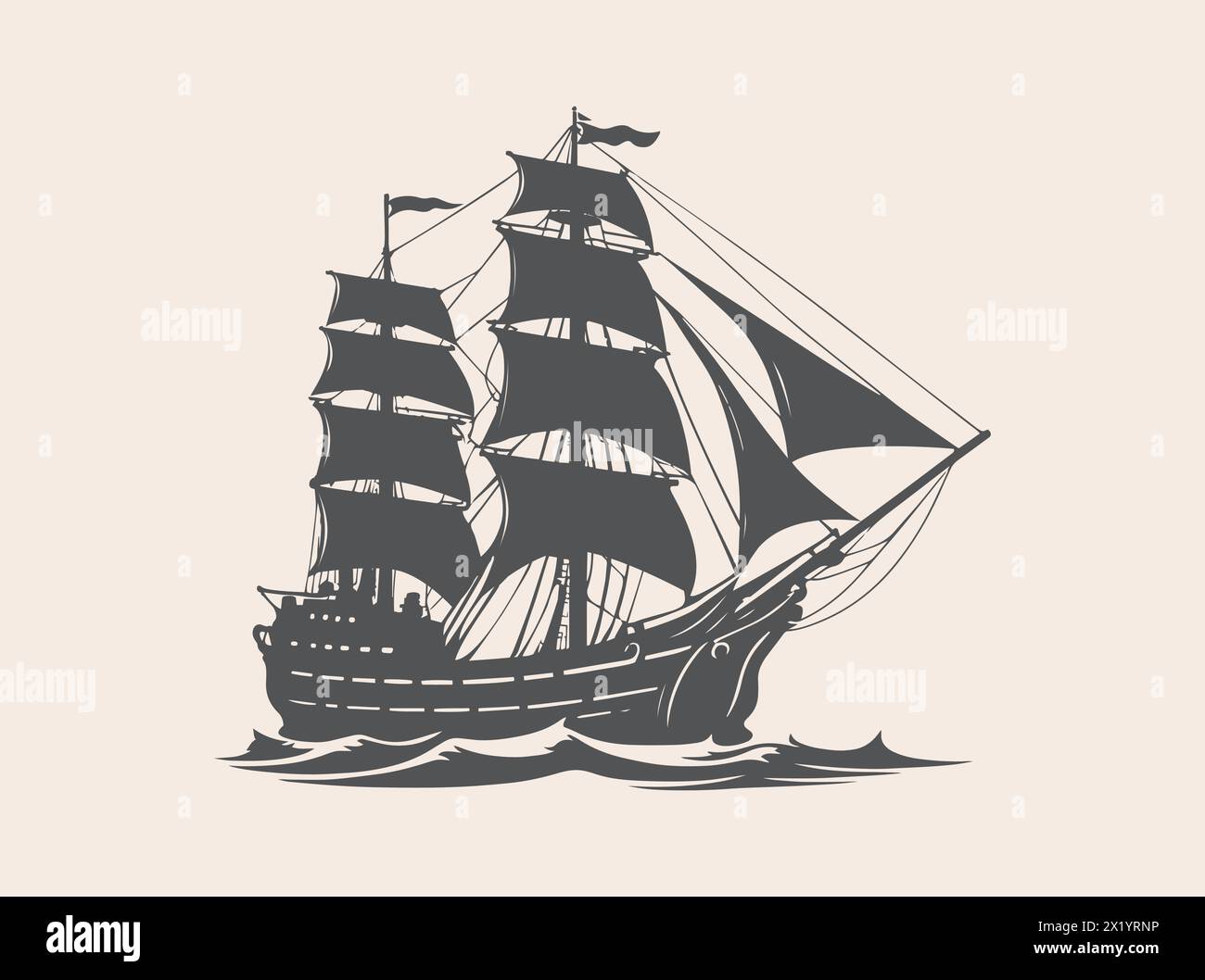 Old Ship Vector Pirates. Sailing vessel. Historical vessel. Antique ...