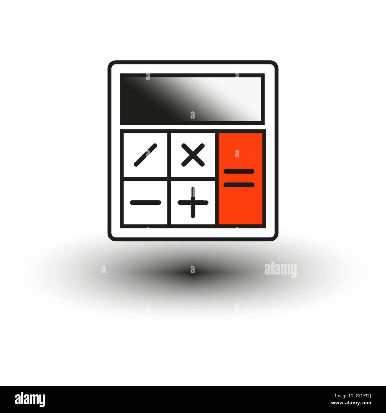 Calculator icon with highlighted equals key. Mathematics tool illustration. Vector illustration ...