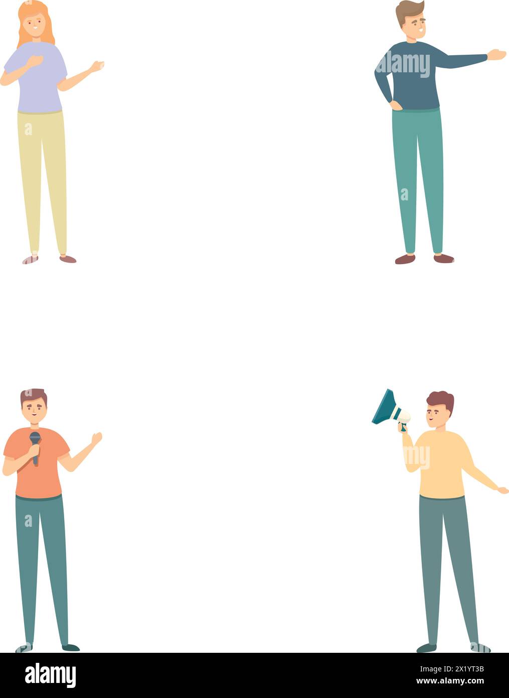Agitation icons set cartoon vector. Loud talking and agitating people ...