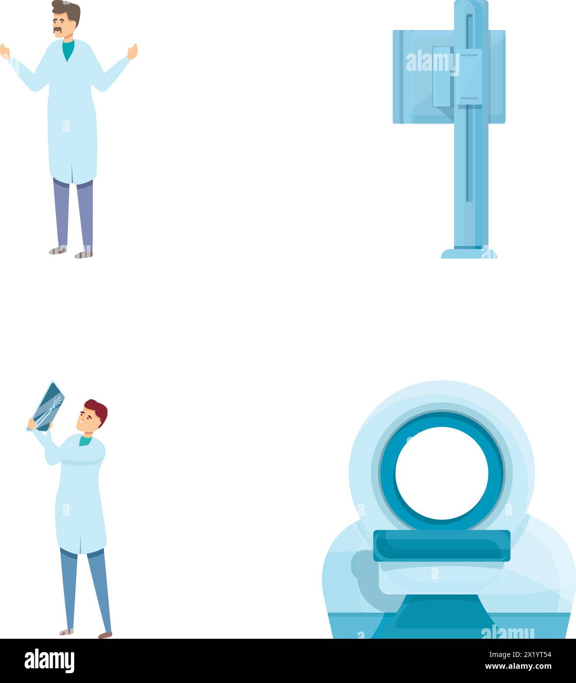 Xray diagnostic icons set cartoon vector. Doctor examine human body ...