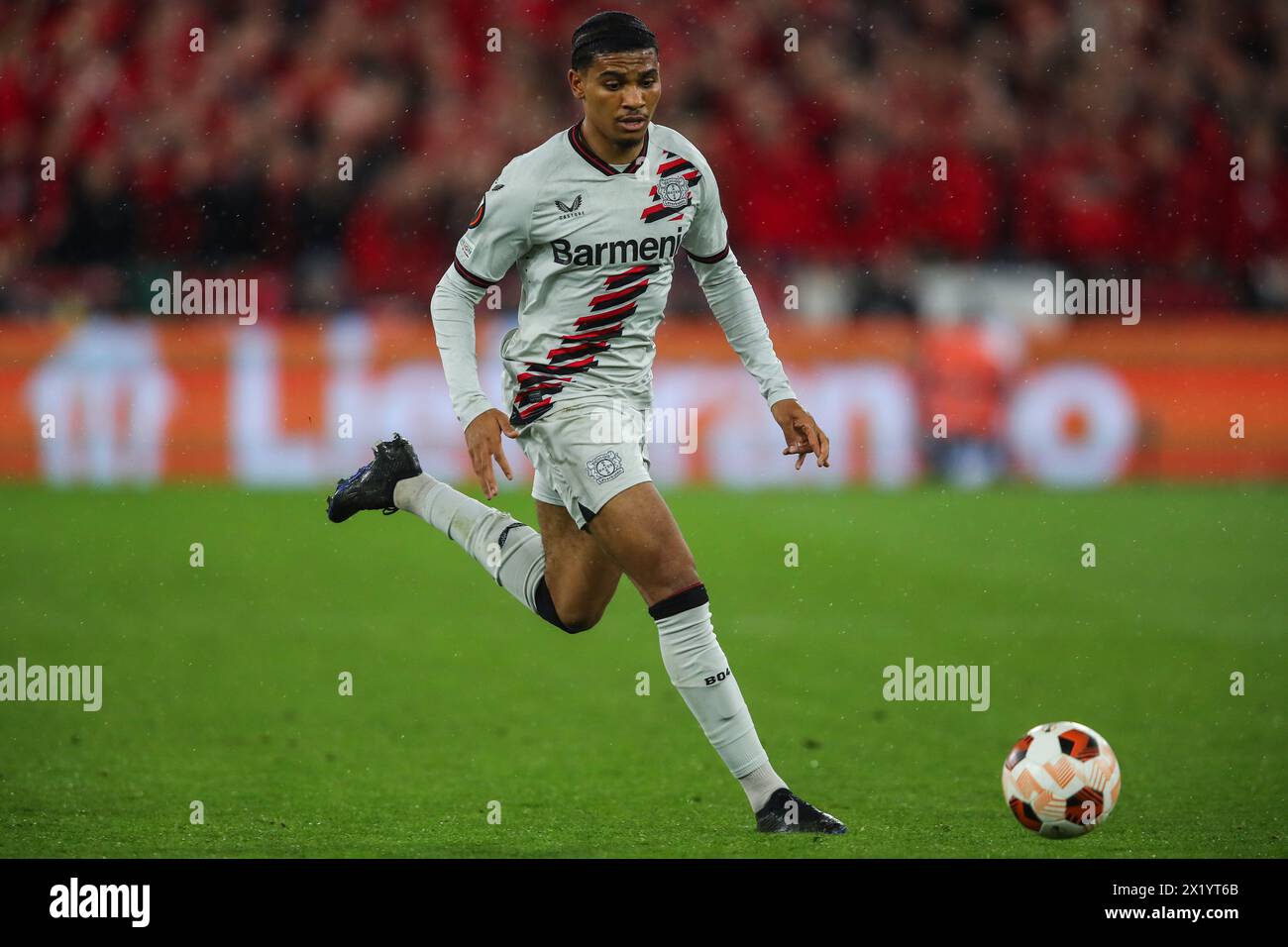 Amine Adli of Bayer Leverkusen in action during the UEFA Europa League ...