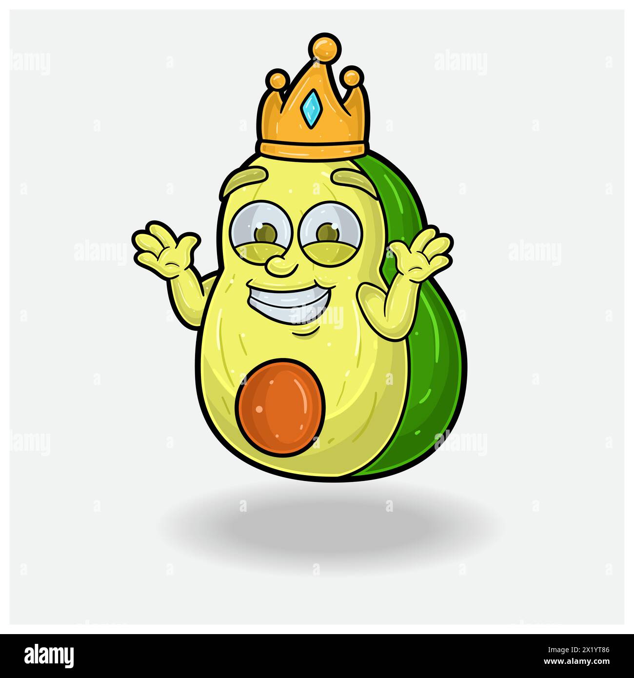 Dont Know Smile expression with Avocado Fruit Crown Mascot Character ...