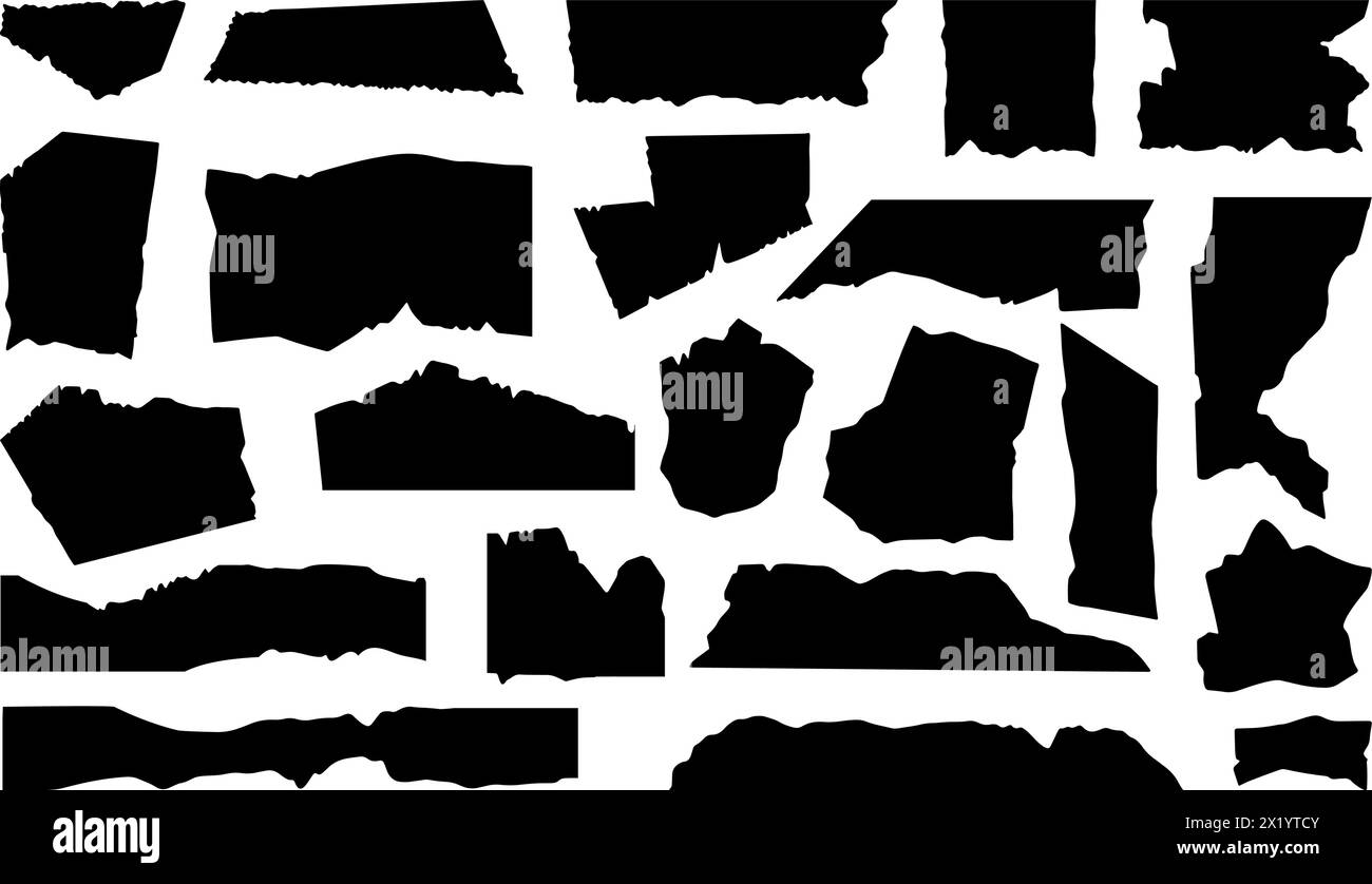 Flat torn paper sheets. Collage ripped elements, grunge design for ...